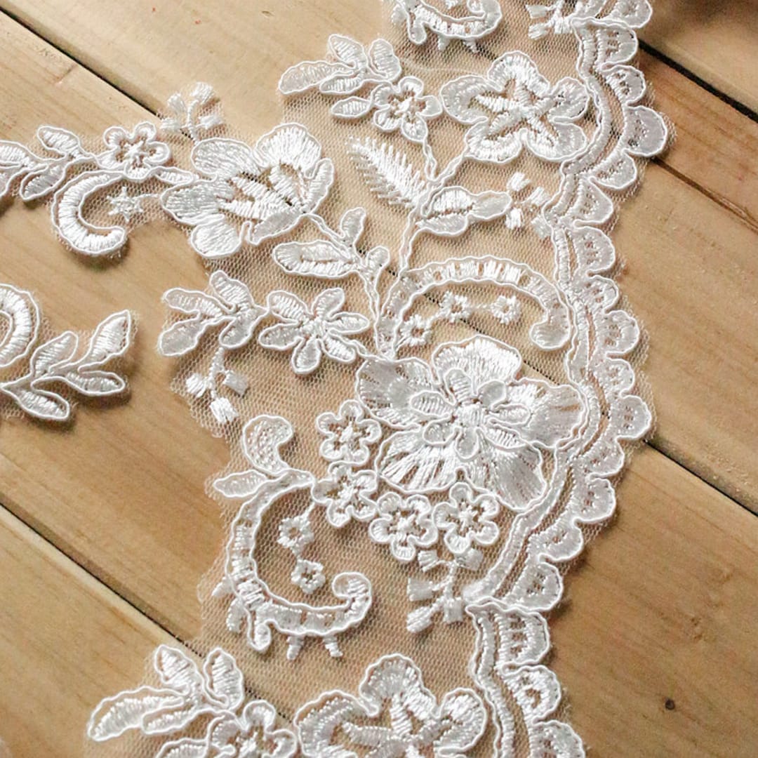 Alencon Lace Trim, Lovely Ivory Flower Lace Trim, Beautiful Wedding ...