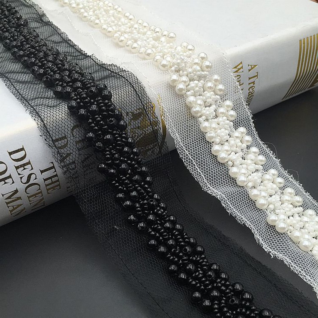 High Quality Beaded Lace Trim, Elegant Pearl Beaded Trim, Bridal Lace ...