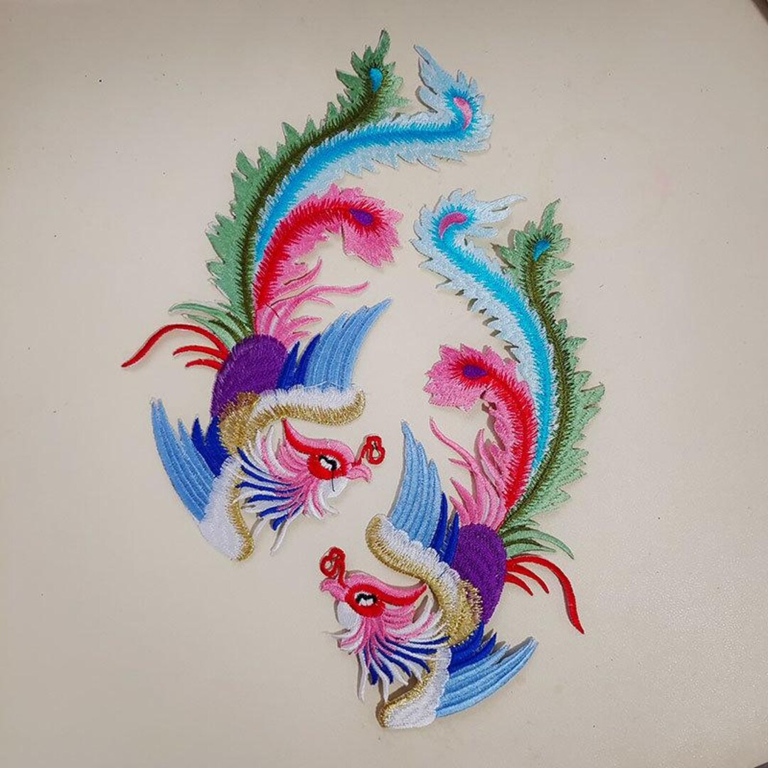 Beautiful Phoenix Bird Applique, Retro Style Embroidery Applique Patch ...