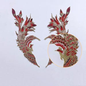 Beautiful Red Phoenix Bird Applique Embroidery Applique Patch Decor for ...