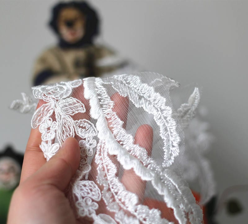 Wing Design Mesh Embroidered Lace Applique in off White for Sewing ...