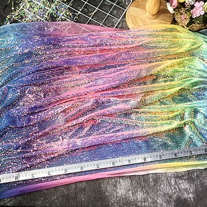 Ombre Rainbow Sequin Fabric, Colorful Sequins Fabric, Embroidery ...