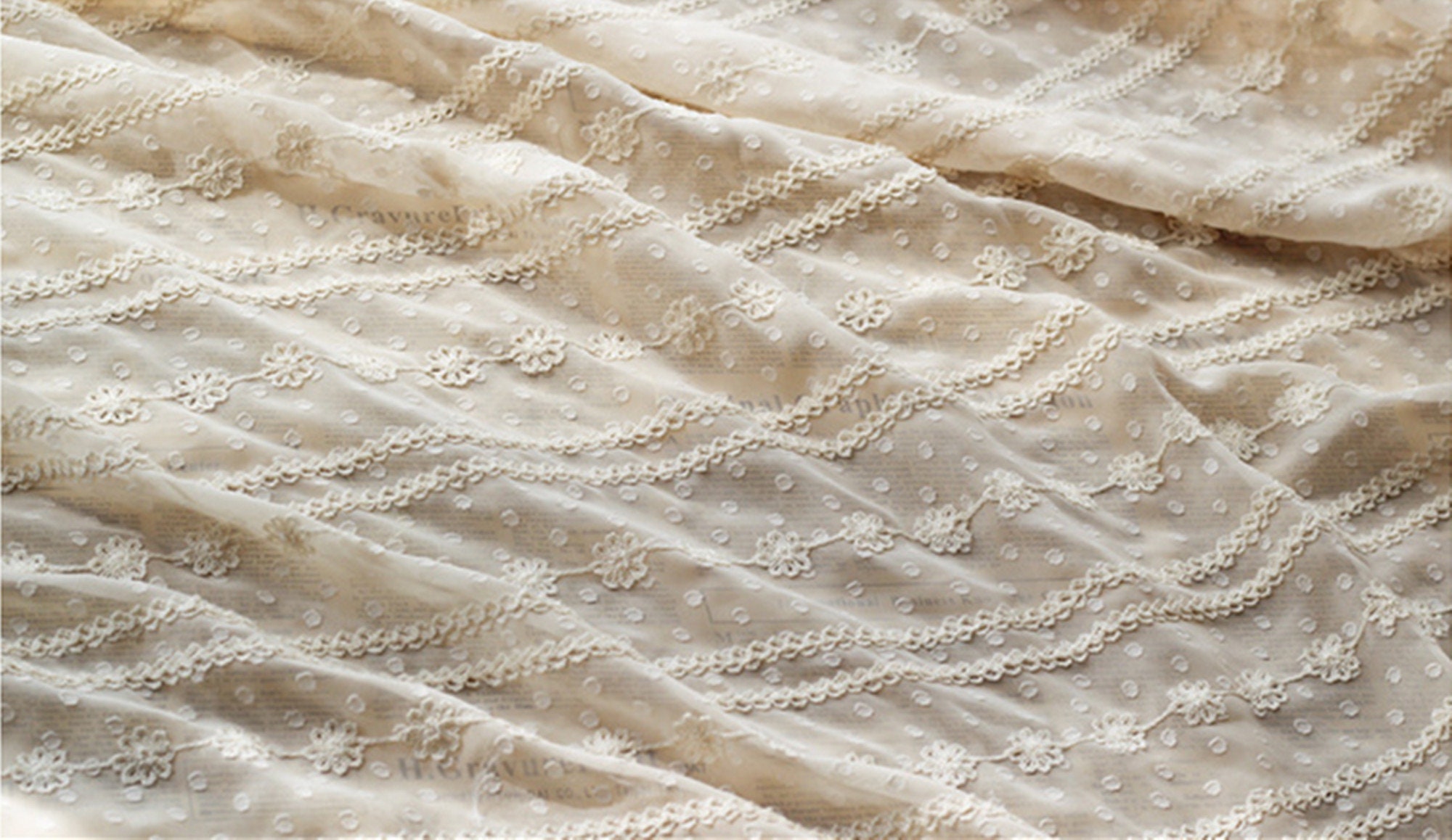 Stripe Floral Embroidery Chiffon Fabric Dotted Fabric | Etsy