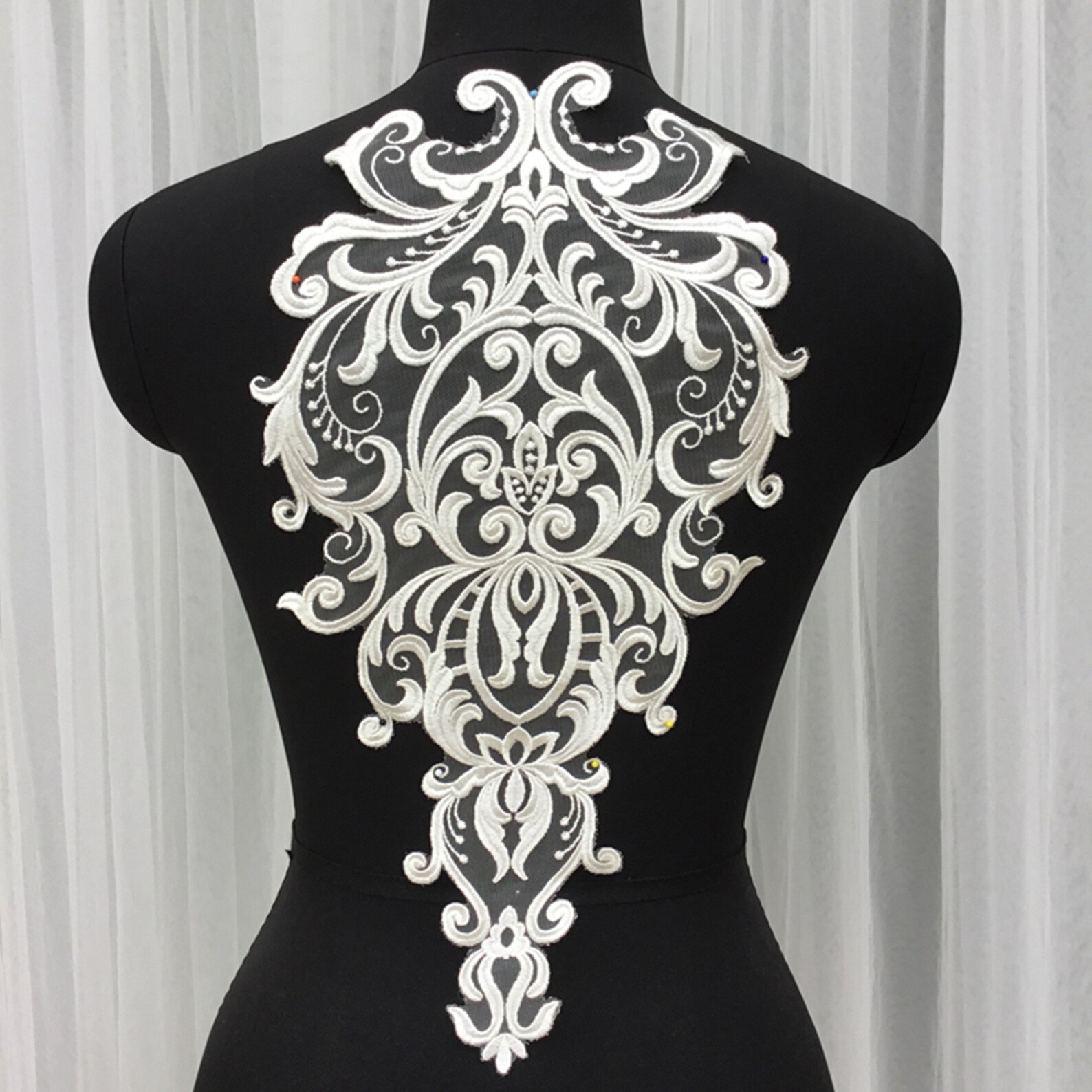 Black Lace Applique Floral Embroidery Lace Applique for Garments, Backs ...