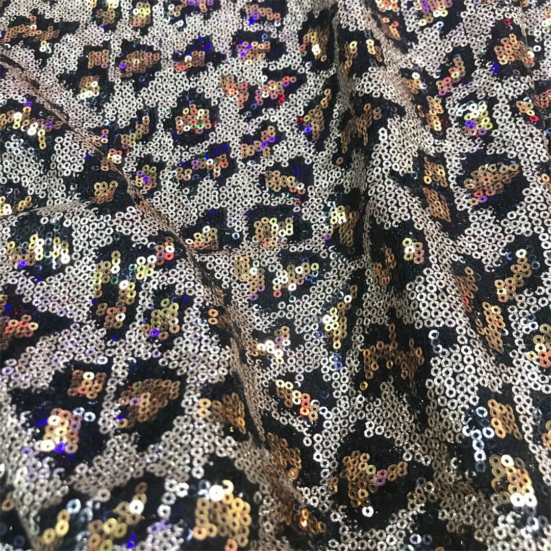Sparkling Leopard Sequin Fabric, Sequins Fabric, Embroidery Sequins ...