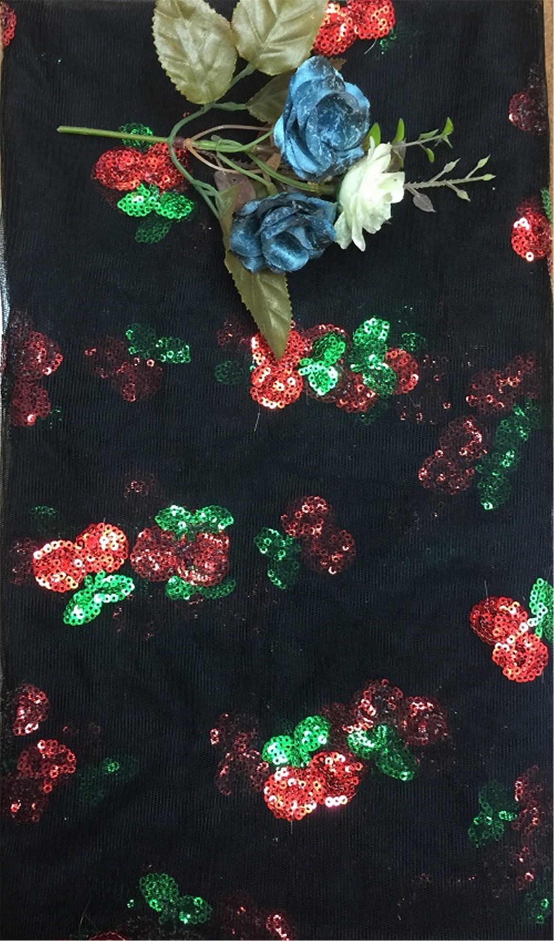 Cute Cherry Lace Fabric Sequins Lace Fabric Sequins Cherry | Etsy