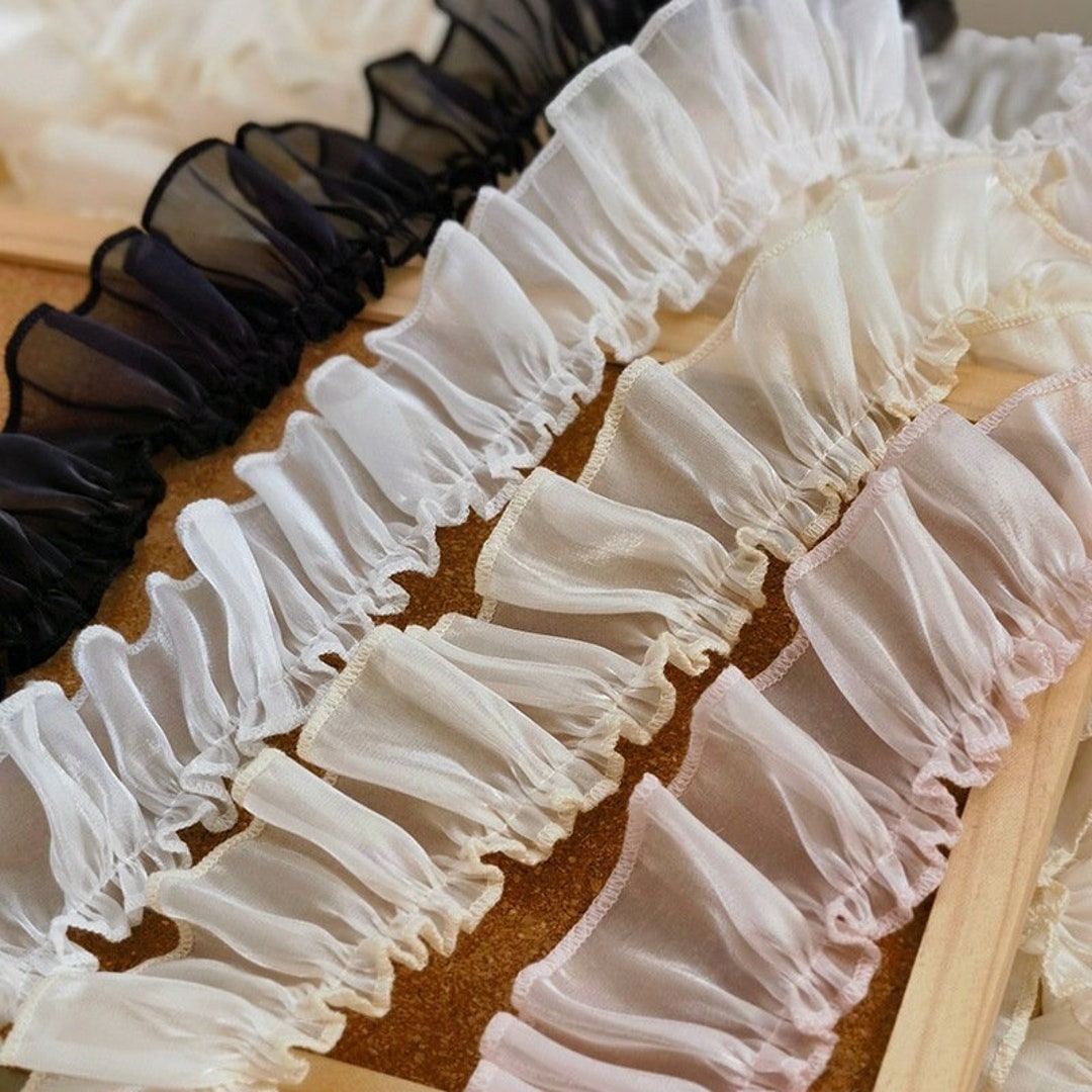 2" Wide Ruffle Trim, Shimmering Satin Ruffled Trim for Doll Dress, Gown ...