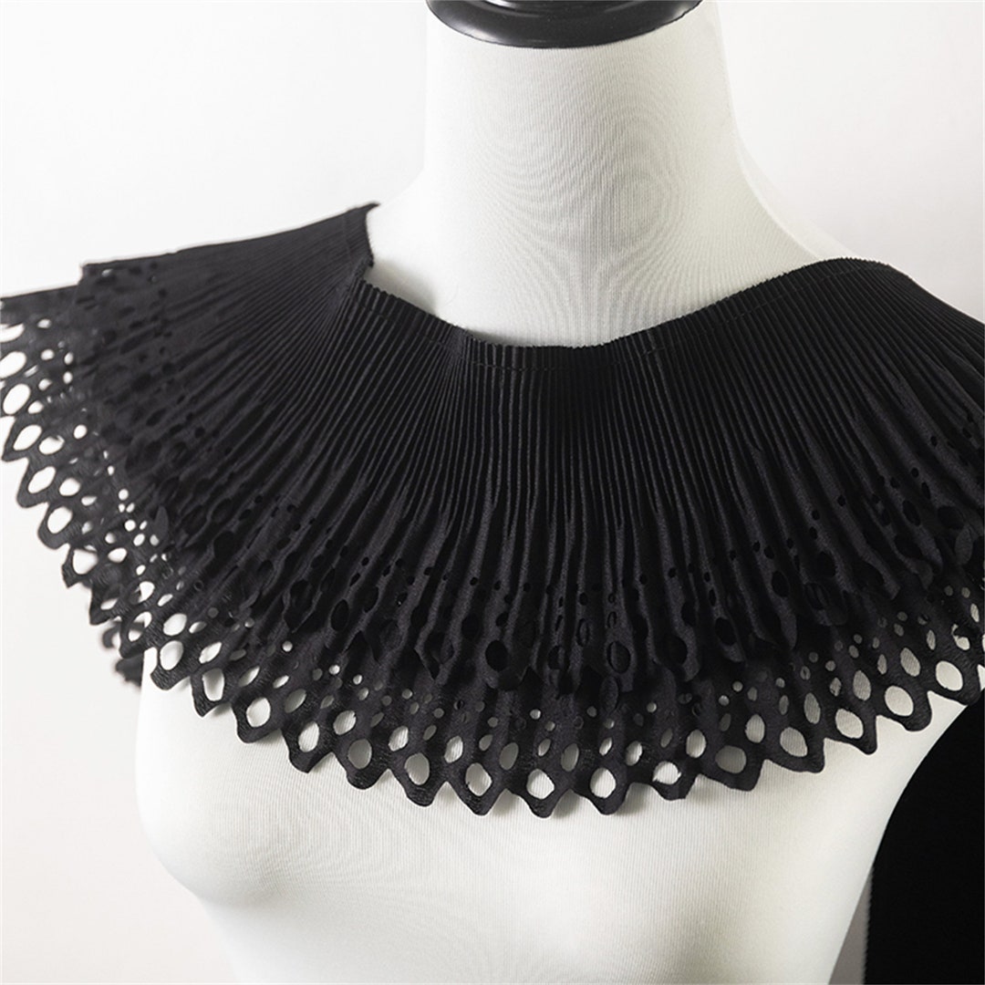 1 Yard Black Ruffle Lace Trim With Hollowed Borders, Pleated Lace for ...
