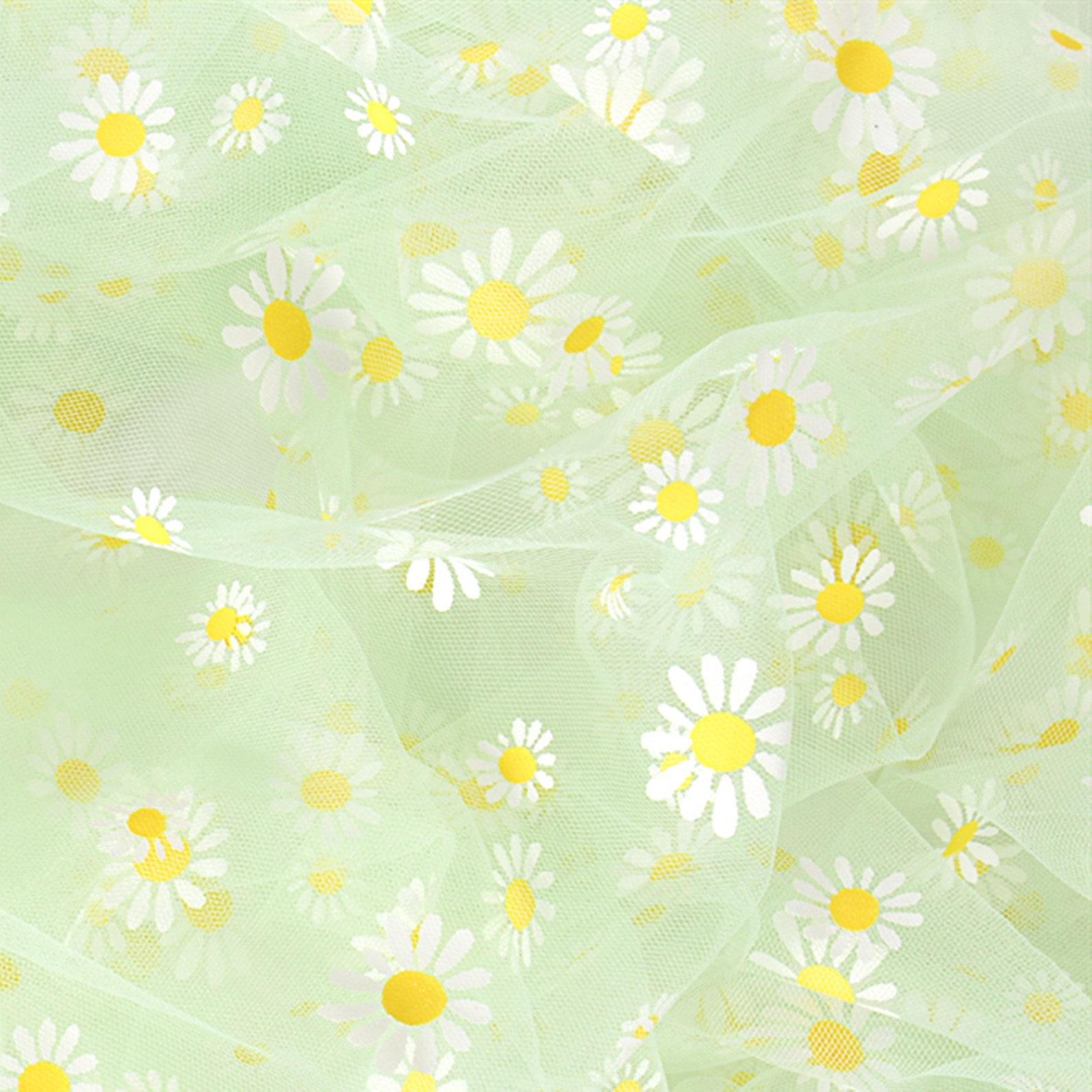 Daisy Lace Fabric, Daisy Print Tulle Mesh Lace Fabric, Daisy Floral ...