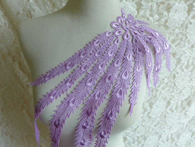 Lavender Color, Venice Lace Applique, Bridal Applique, Lavender ...