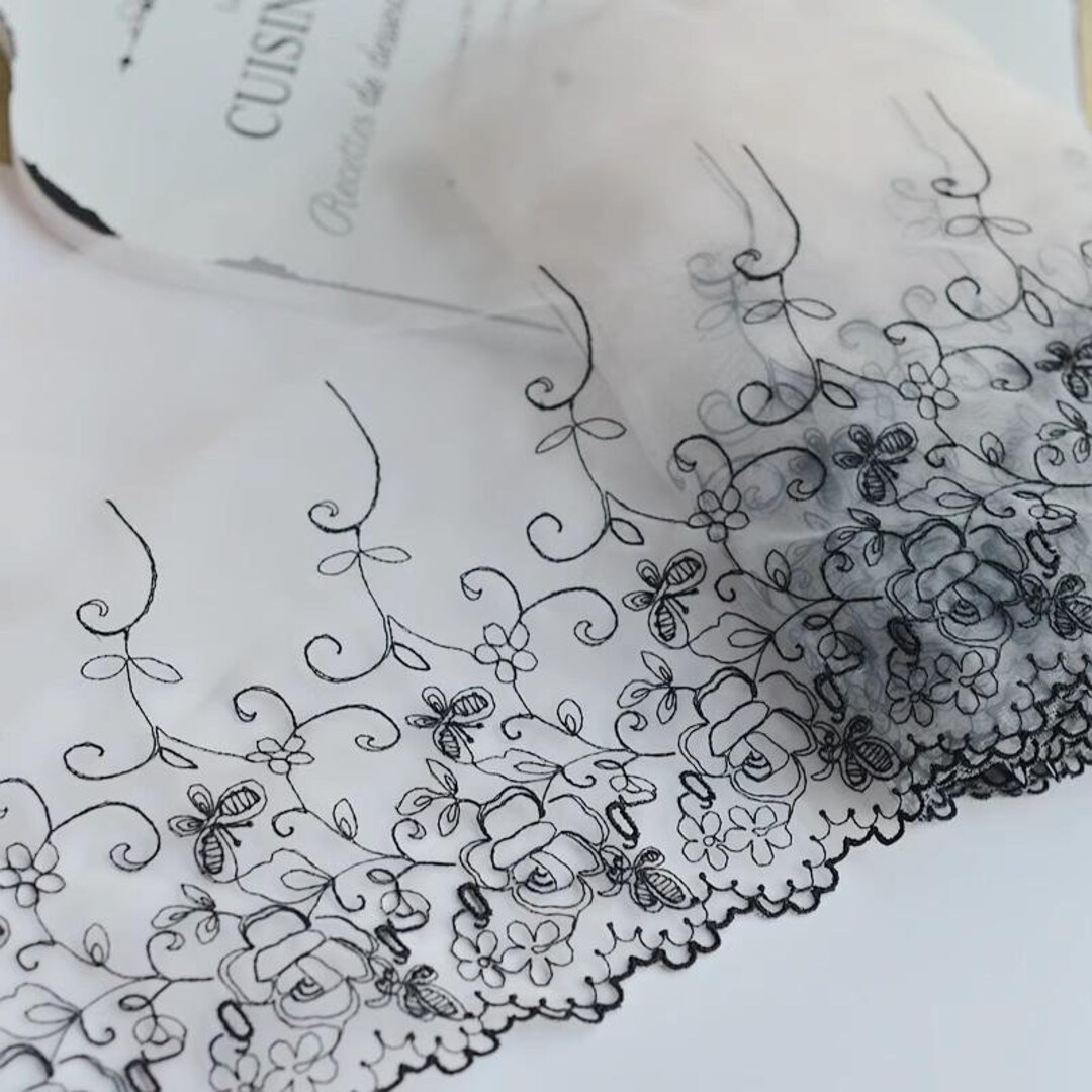 Gorgeous Organza Tulle Lace Trim Floral Eyelet Embroidered Scalloped ...