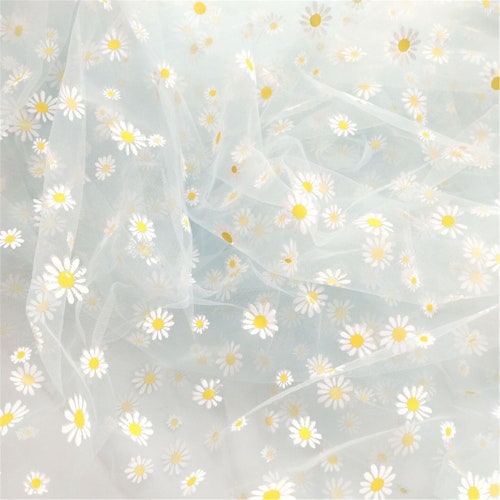 Daisy Fabric Daisy Floral Print Cotton Fabric Printed Daisy | Etsy