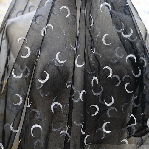 Glitter Half Moon Tulle Lace Fabric Print Silver Moon Lace - Etsy
