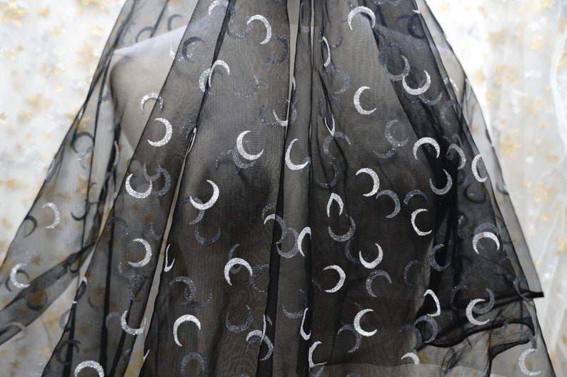 Moon Lace Fabric Moon Print Tulle Mesh Fabric Silver Half - Etsy