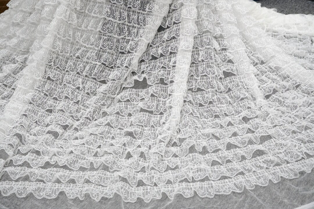 Lovely 3D Ruffled Tulle Fabric, Floral Tulle Lace Fabric for Wedding ...