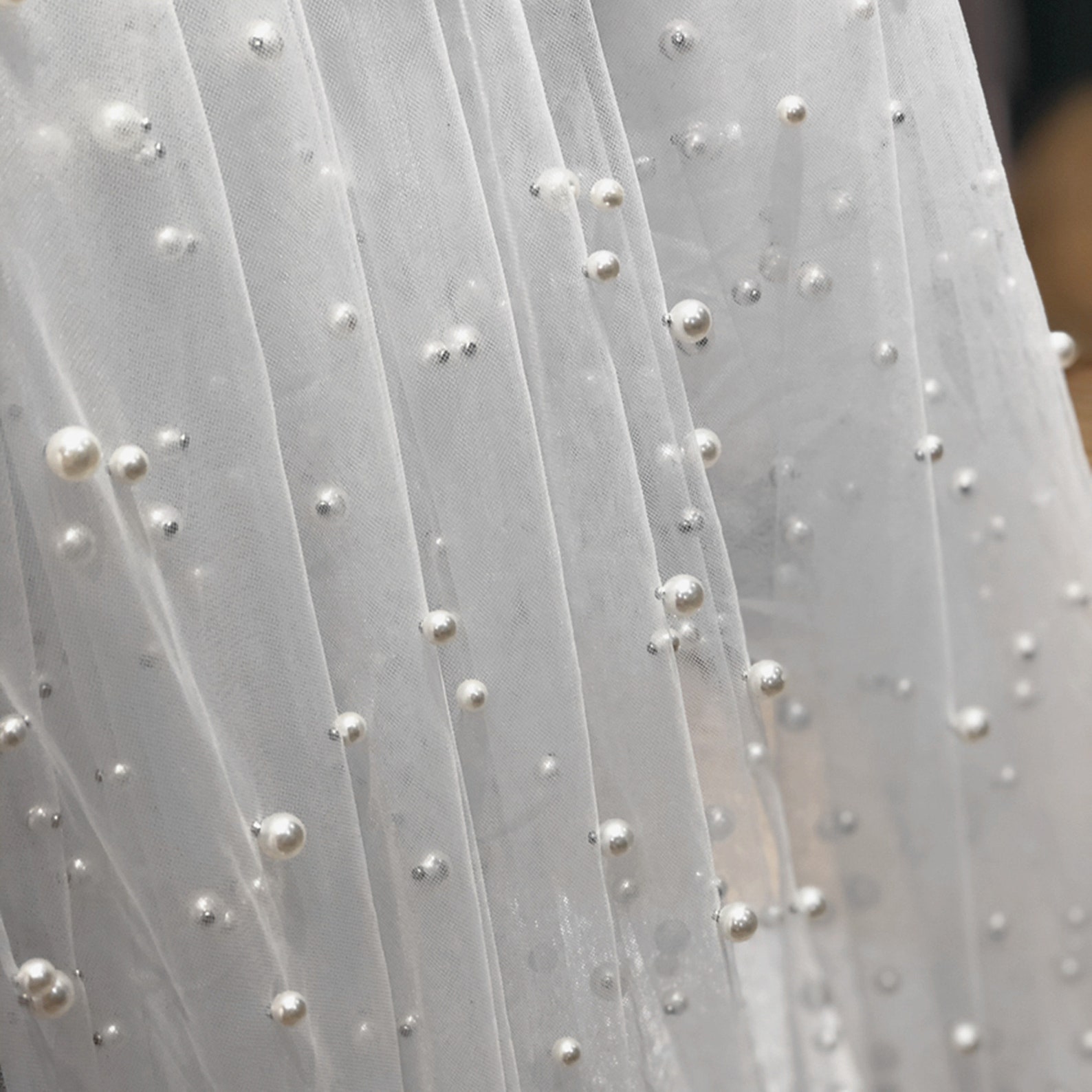 Pearl Lace Fabric Beaded Pearls Tulle Fabric 2 Sizes Pearl - Etsy