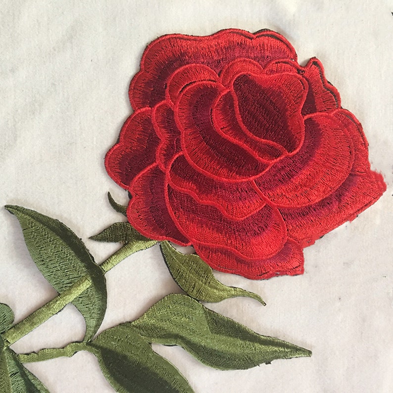Red Rose Patch Flower Sew On/iron on Patch Floral Patch | Etsy