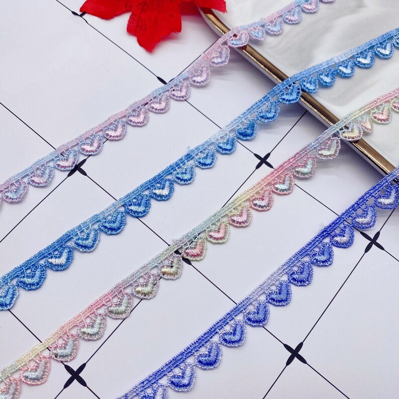 Heart Lace Trim Colorful Lace Trim Venice Heart Lace - Etsy