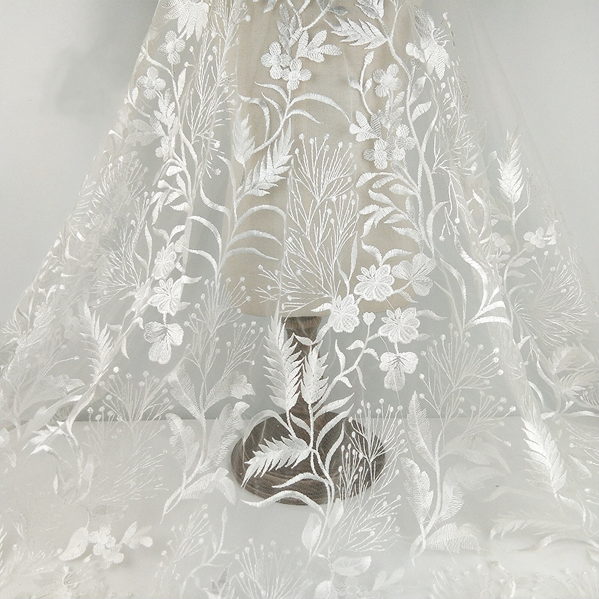 Gorgeous Floral Leaf Overlay Embroidery Lace Fabric Wedding | Etsy