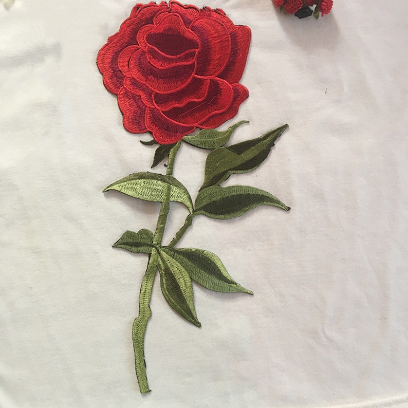 Red Rose Patch Flower Sew On/iron on Patch Floral Patch | Etsy
