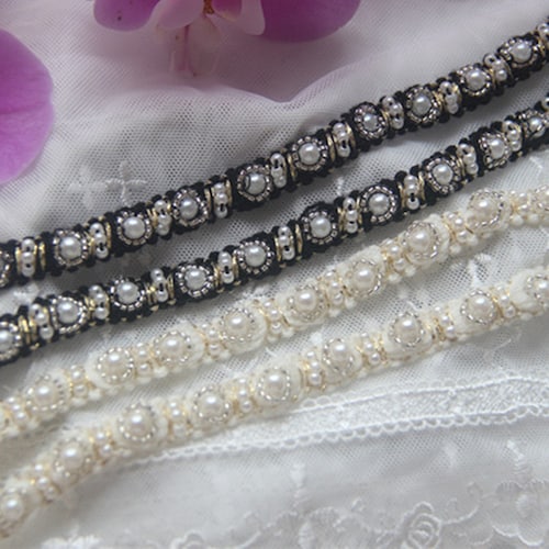 Pearl Trim Pearl Ribbon Pearl Beaded Lace Trim Bridal Sash - Etsy