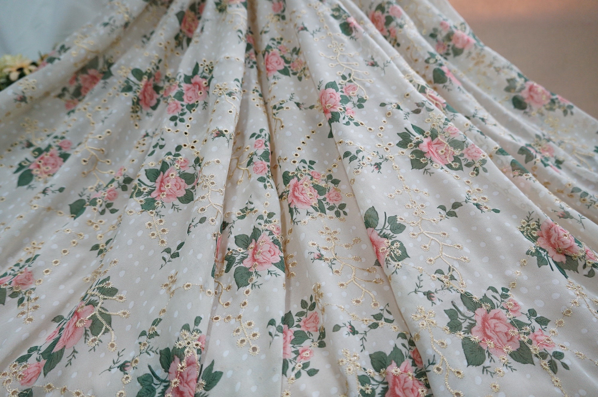 1 Yard Multi Color Flowers Print Chiffon Fabric Floral | Etsy