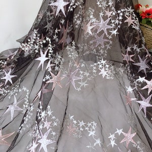 Star Embroidery Tulle Lace Fabric, Star Pattern Lace Fabric for ...