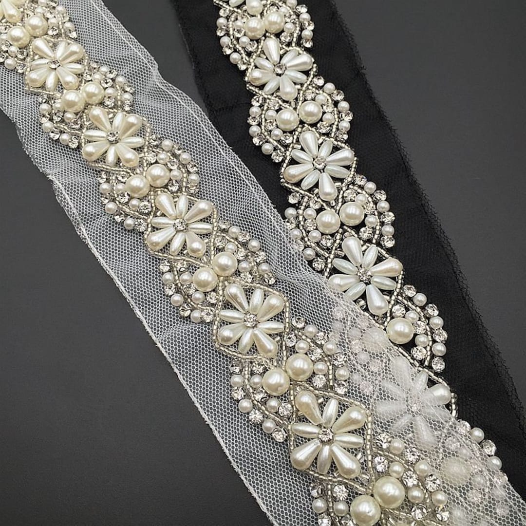 High Quality Beaded Trim, Heavy Beaded Trim With Rhinestone, Bridal ...