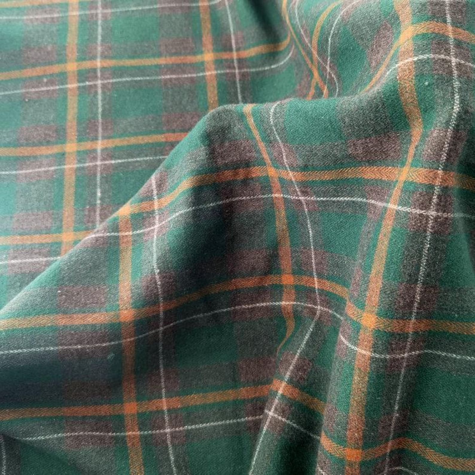 Retro Style Green Red Blue Plaid Fabric, Soft Poly-cotton Fabric for ...