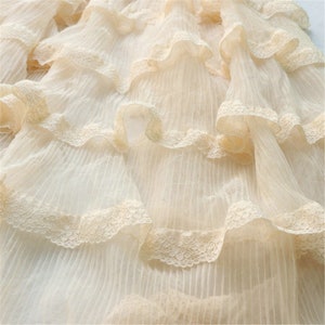 Beige /black Ruffle Fabric, Ruffled Tulle Fabric, Pleated Tulle Lace ...