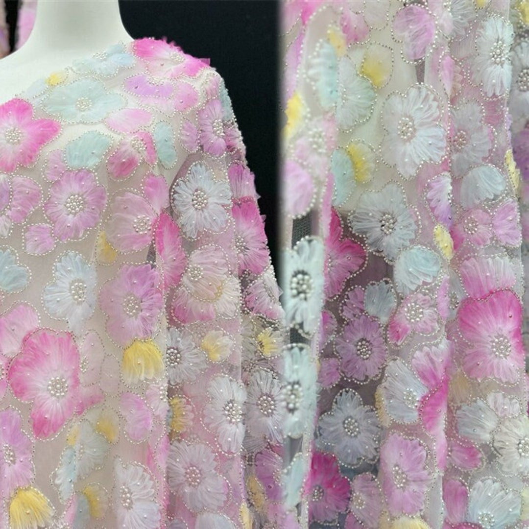 Exquisite Colorful 3d Floral Tulle, Delicate Beaded Flower Embroidery ...
