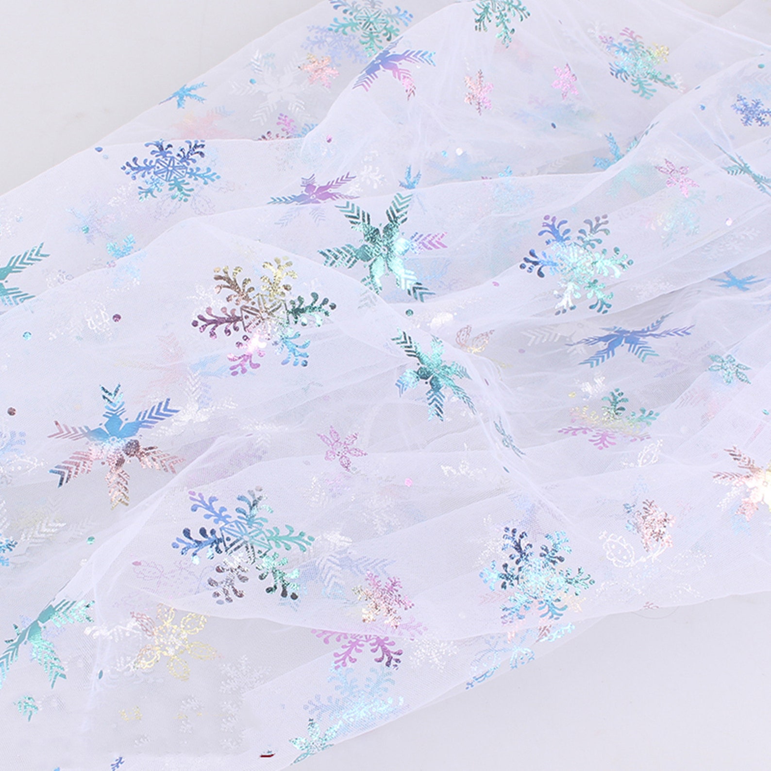 Snowflake Lace Fabric Colorful Snowflake Tulle Fabric Mesh | Etsy