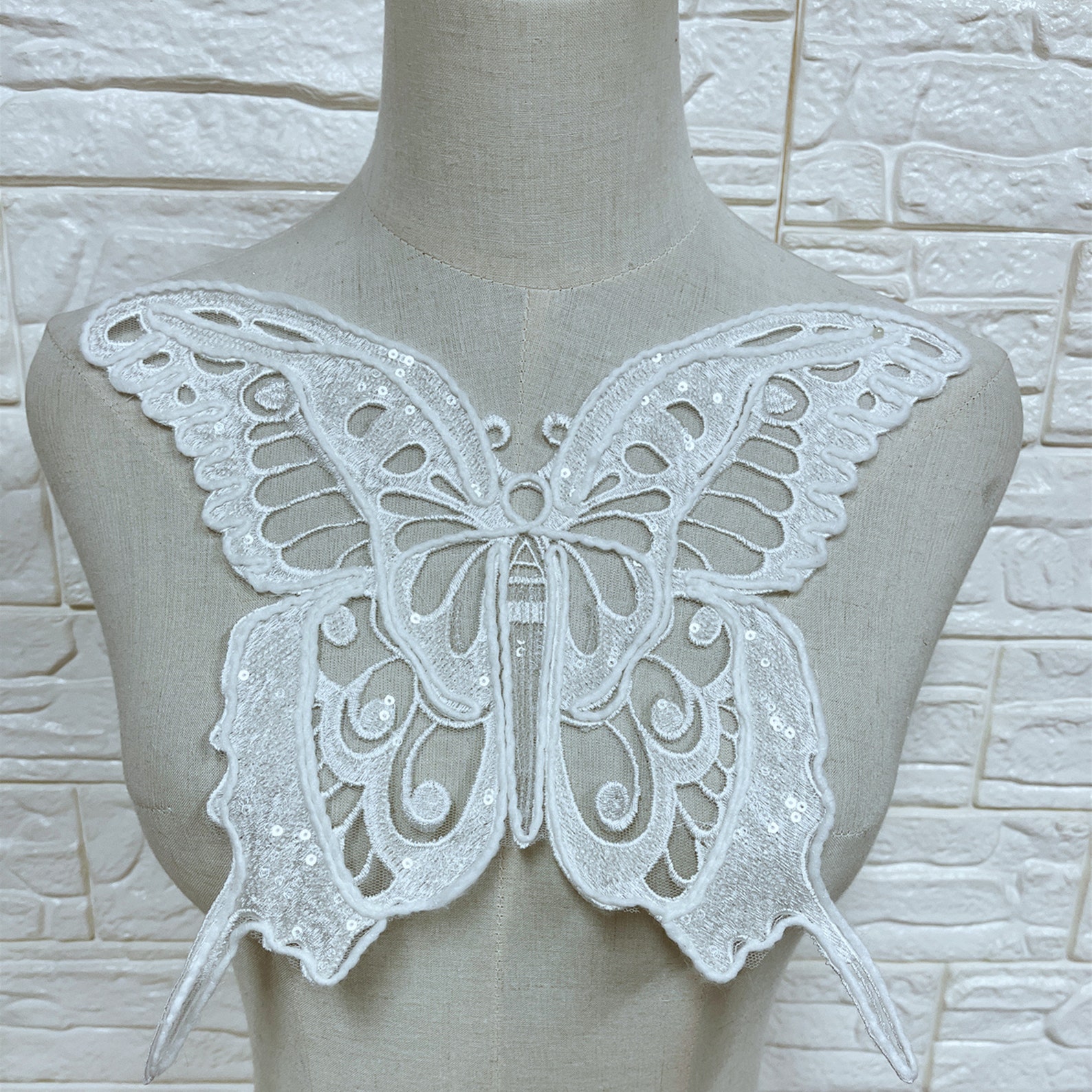 Butterfly Lace Applique, Large Butterfly Embroidery Applique, Sequins ...