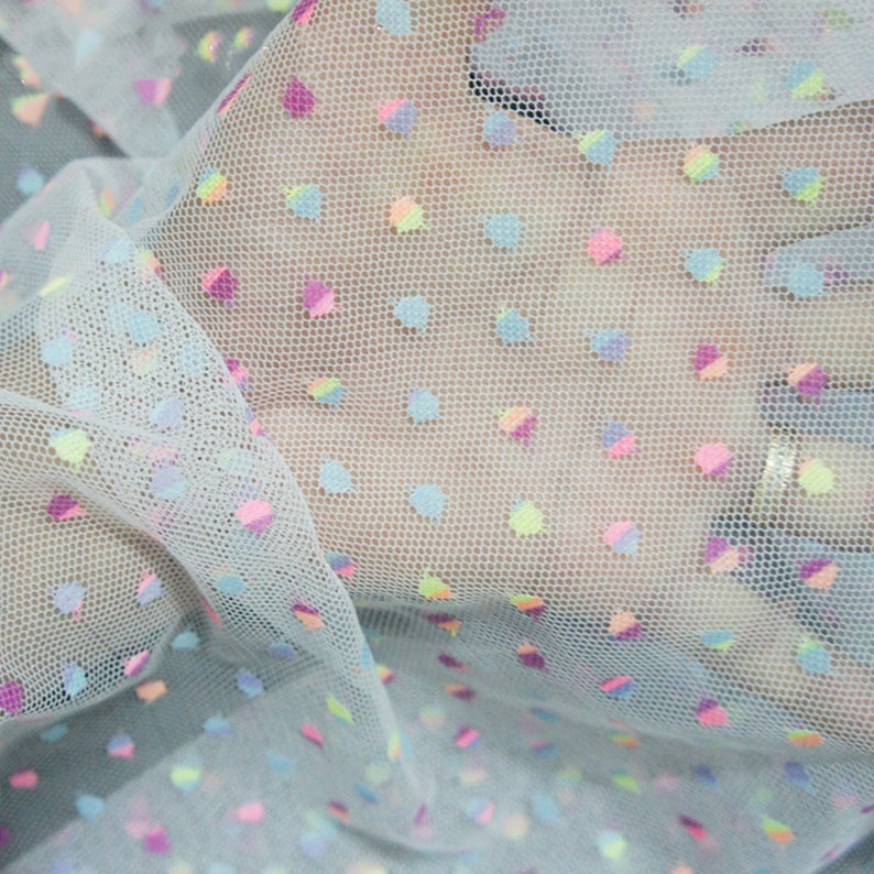 Soft Elastic Tulle Colorful Polka Dots Tulle Mesh Lace Fabric | Etsy