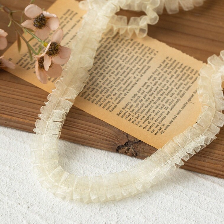 6 Yards, Cute Ruffled Lace Trim, Pleated Ruffle Tulle Trim for Girls ...