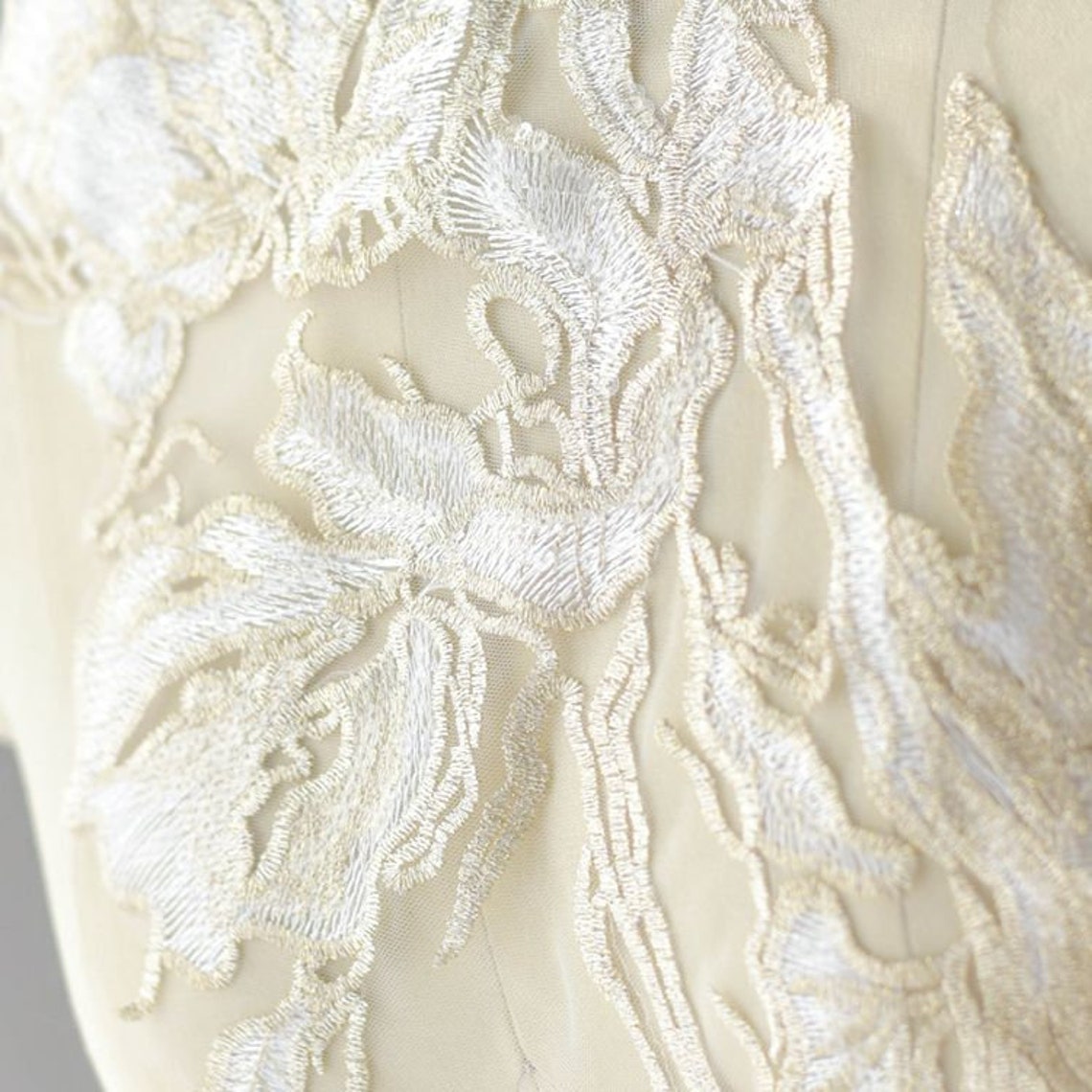 Luxury Gold Embroidered Lace Appliqueelegant Embroidered Mesh - Etsy