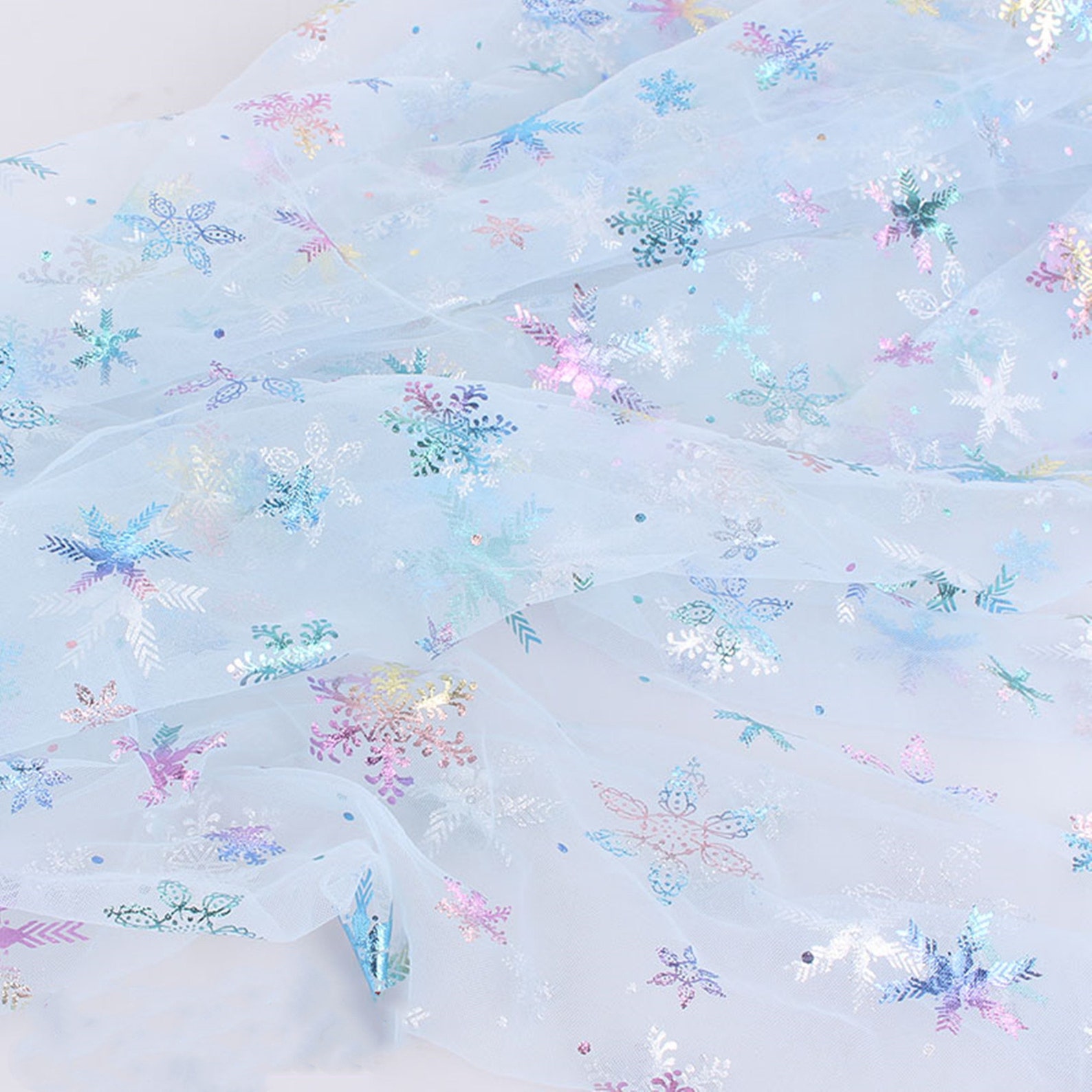 Snowflake Lace Fabric Colorful Snowflake Tulle Fabric Mesh | Etsy