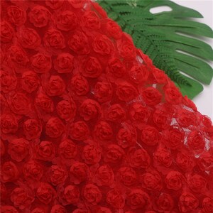 10 Colors 3D Floral Fabric, Rose Bouquet Fabric on Mesh, 3D Rosette ...