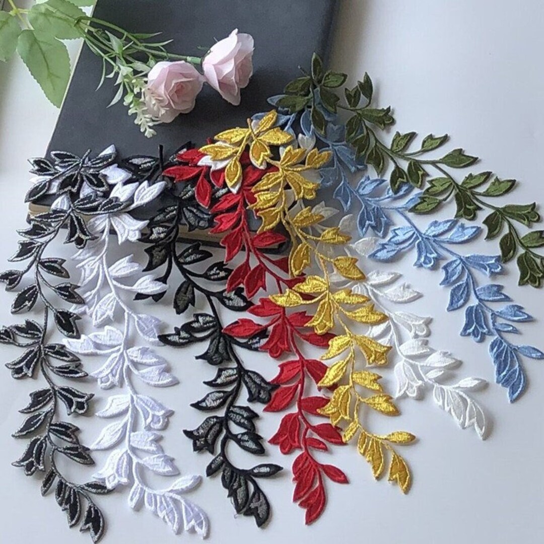 Flower Leaf Pattern Embroidery Lace Patch, Flower Applique for Bridal ...