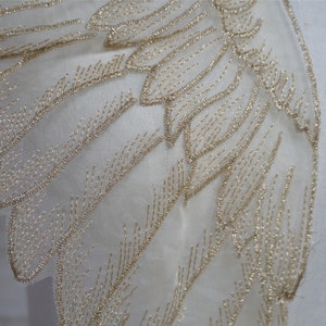 Rose Gold Wing Applique, Angel Wing Embroidery Organza Applique, Pair ...