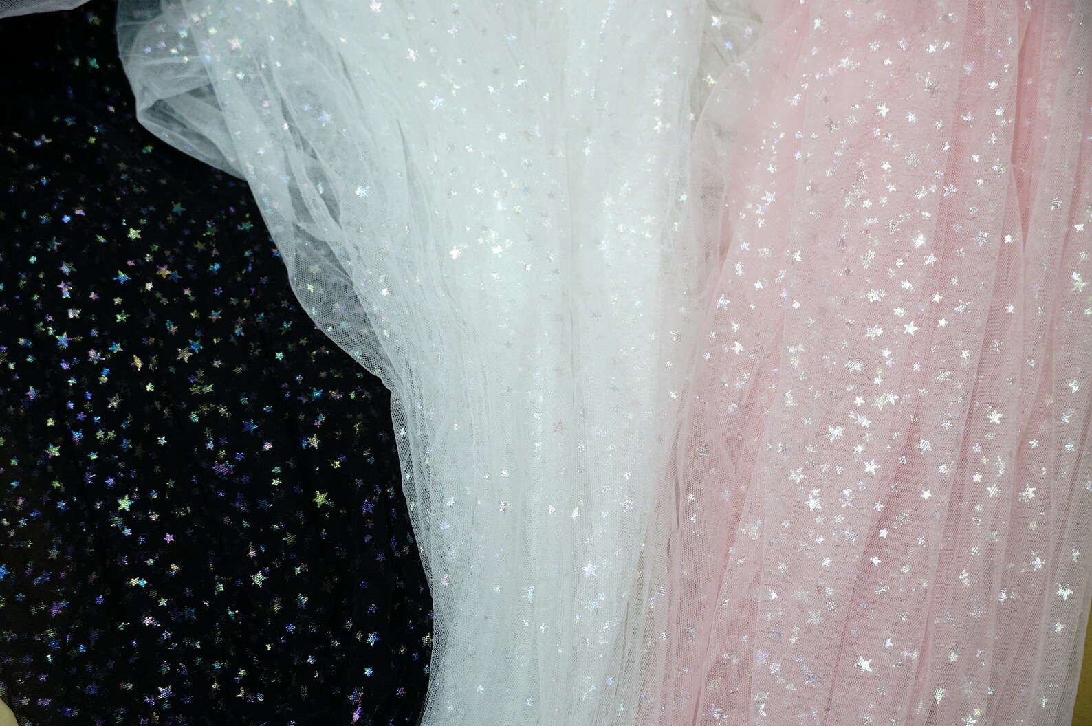 Small Star Lace Fabric, Print Ombre Star Tulle Mesh Lace Fabric for ...
