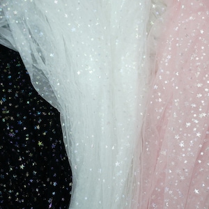 Small Star Lace Fabric, Print Ombre Star Tulle Mesh Lace Fabric for ...