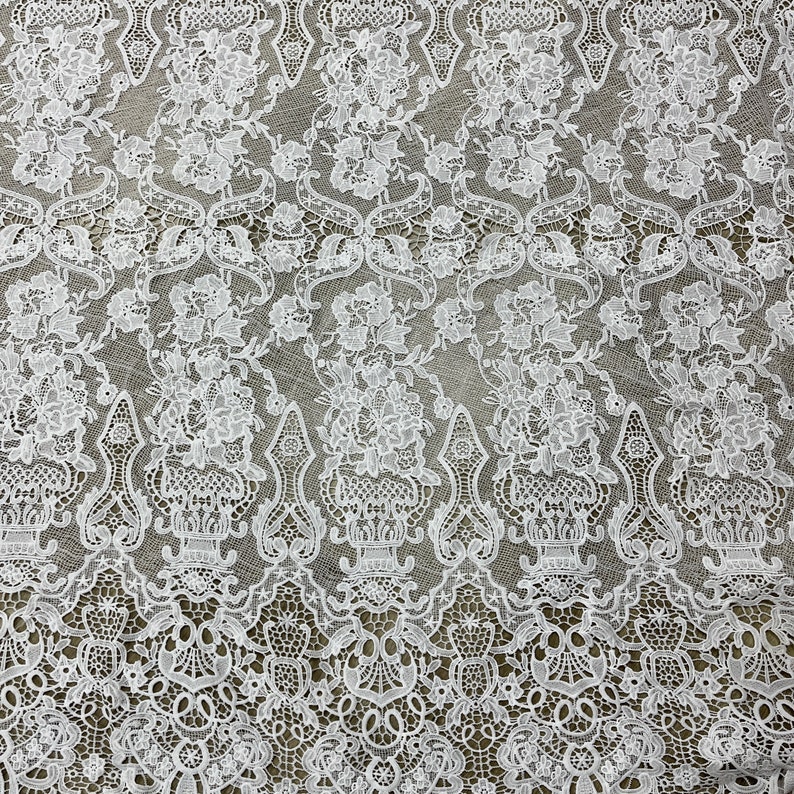 Off White Hollowed Out Fabric Vintage Venice Lace Fabric - Etsy