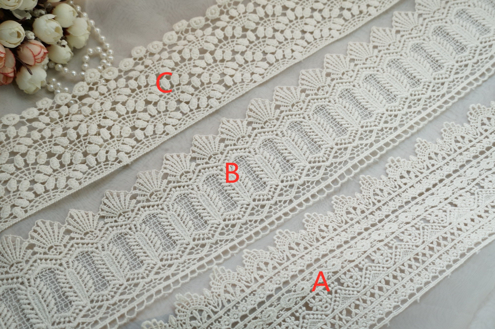 Cotton Lace Trim in Beige Embroidered Crochet Lace Beige - Etsy