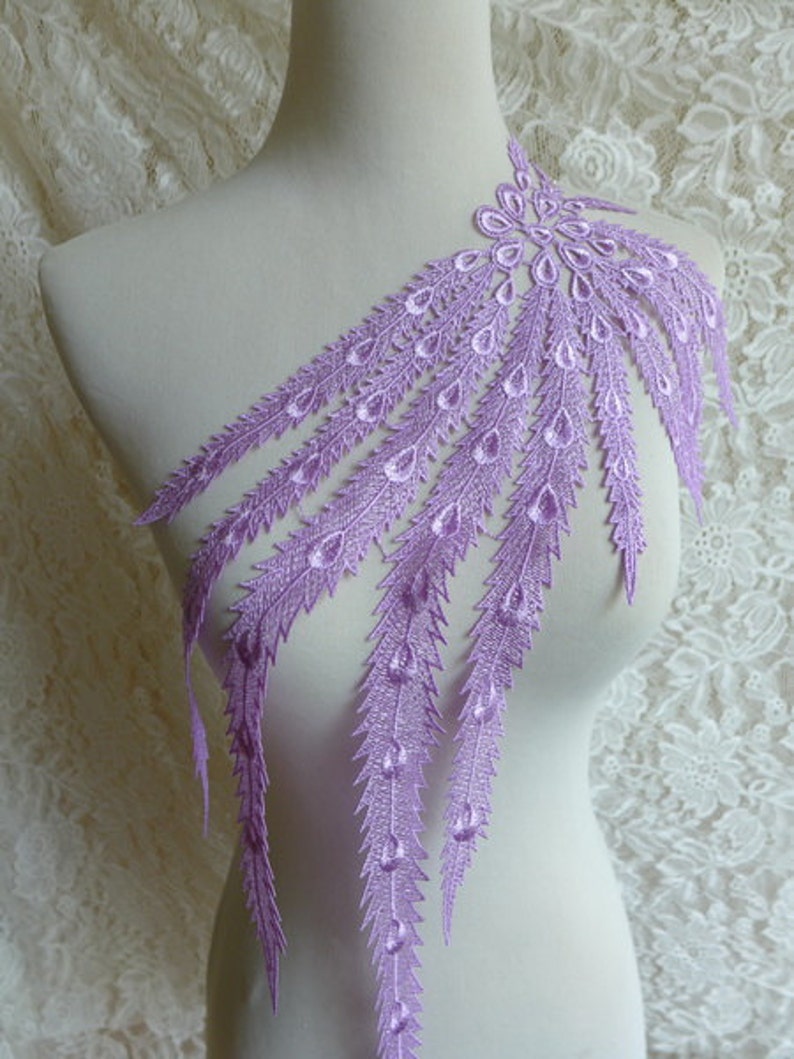Lavender Color, Venice Lace Applique, Bridal Applique, Lavender ...