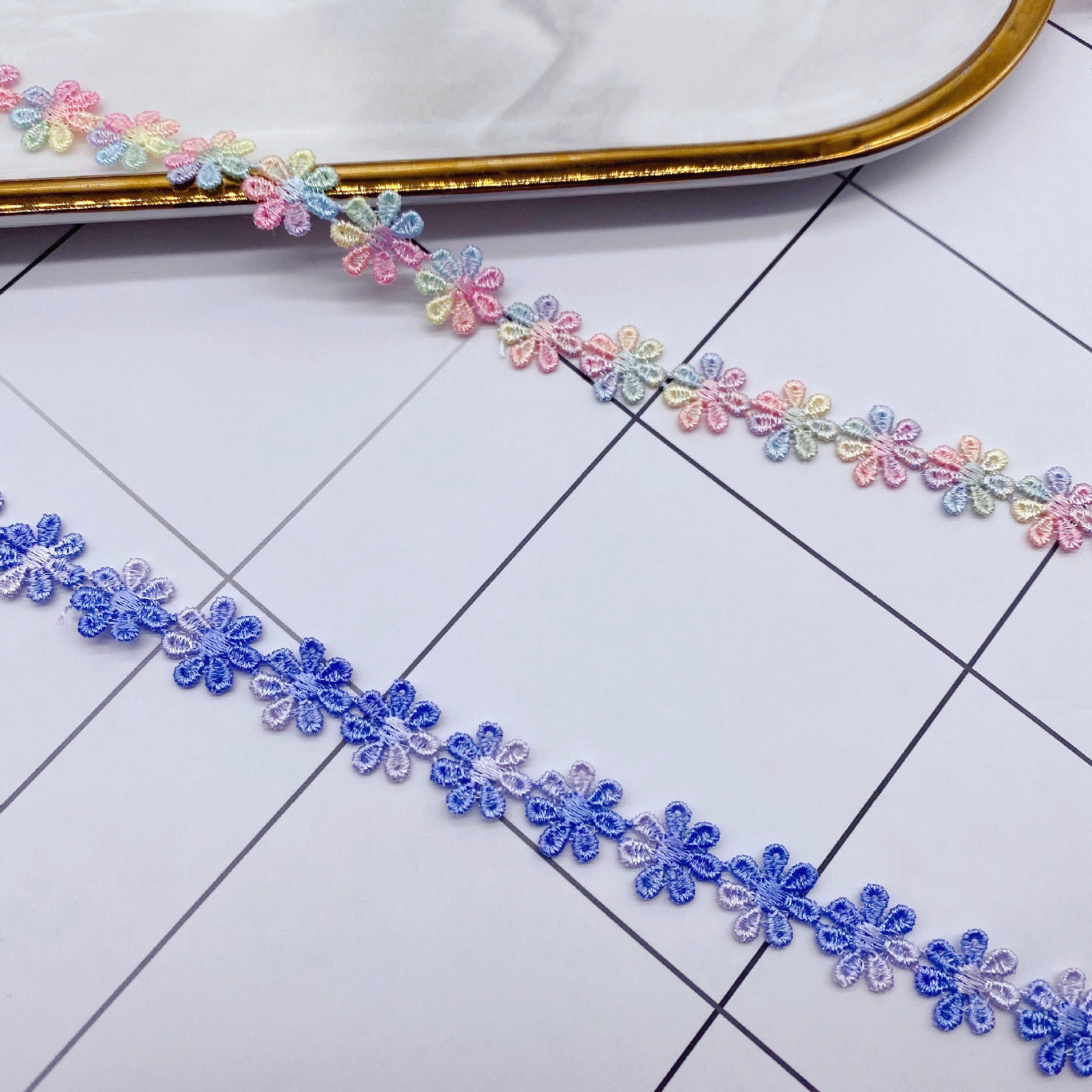 Floral Lace Trim Dreamy Colorful Lace Trim Rainbow Flowers | Etsy