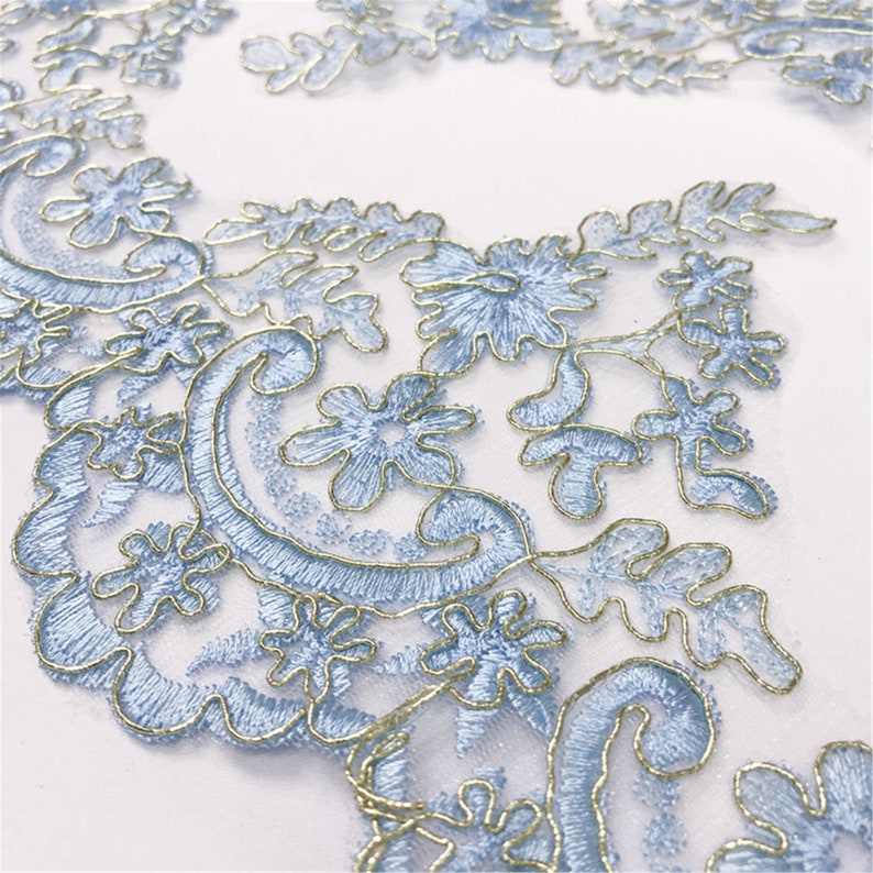Royal Blue Lace Trim, Alencon Lace Trim, Cord Floral Embroidery Lace ...