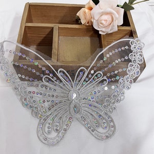 Large Butterfly Applique, Butterfly Motif Corded Embroidery Lace ...