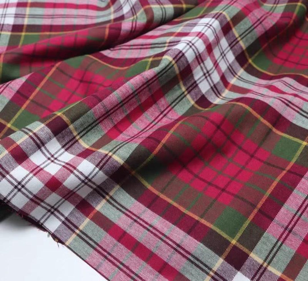 Vintage Style Red Green Plaid Fabric, Nice Gingham Cotton Fabric for ...