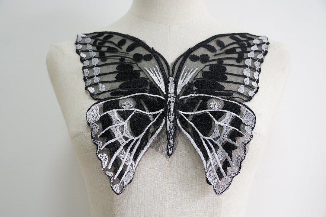 Large Beautiful Butterfly Embroidery Applique, Unique Lace Butterfly ...